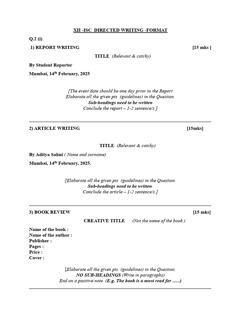 Format - Directed Writing-IsC | PDF | Human Communication