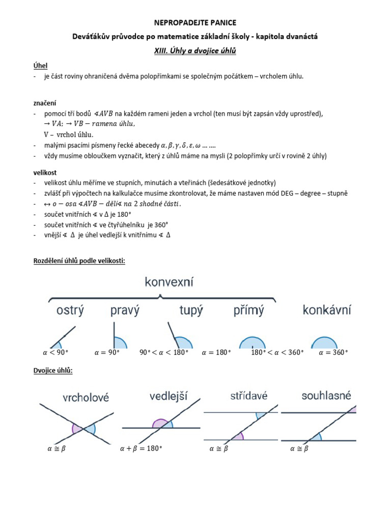 Matematika Úhly | PDF
