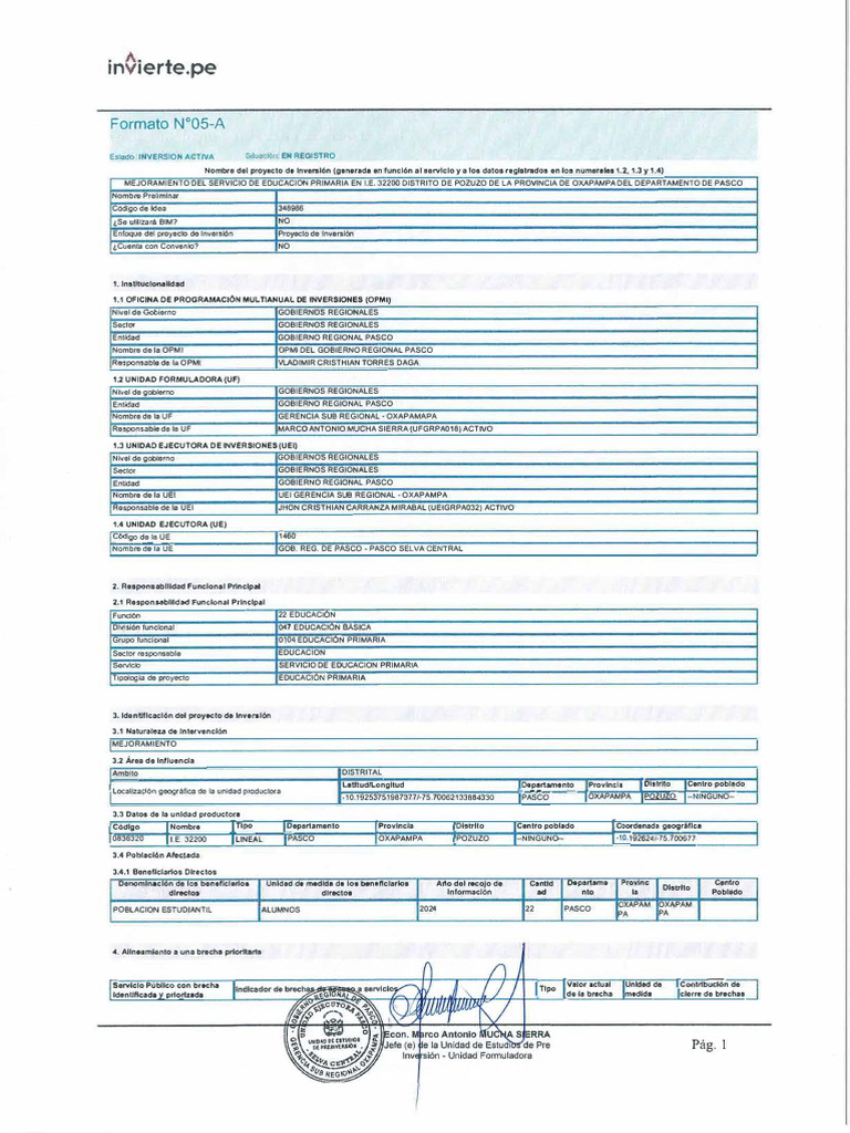 Formato 05a - Ie Primaria Cañachacra | PDF
