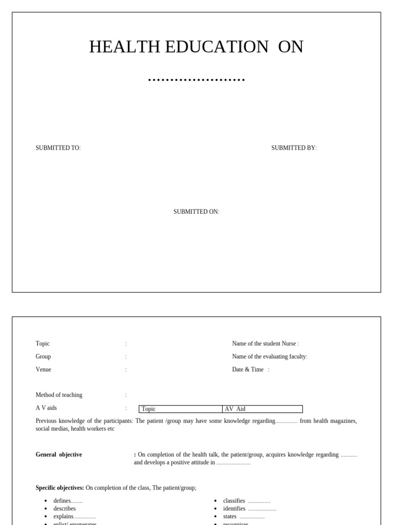 health education lesson plan format | PDF | Teachers | Cognition