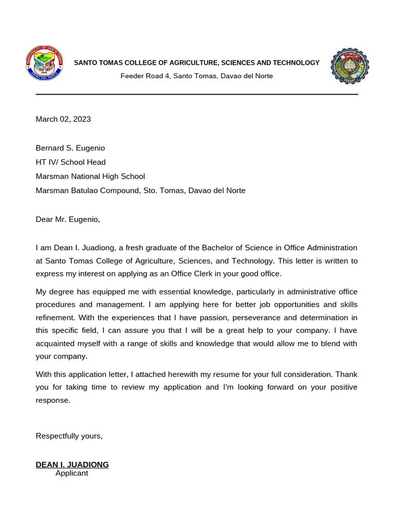 Application Letter and Resume | PDF