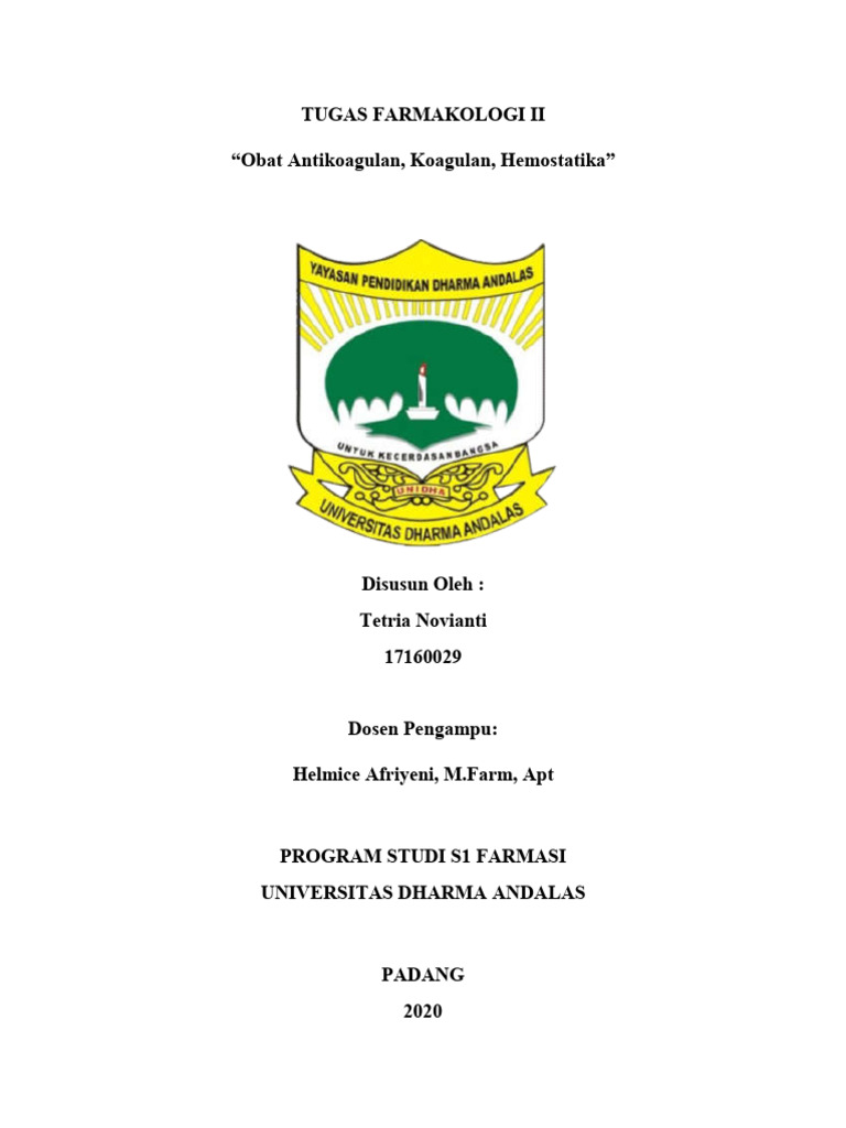 Obat Antikoagulan, Koagulan, Hemostatika - Farmakologi-Tetria | PDF