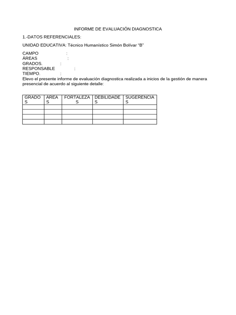 Informe de La Evaluacion Diagnostica | PDF