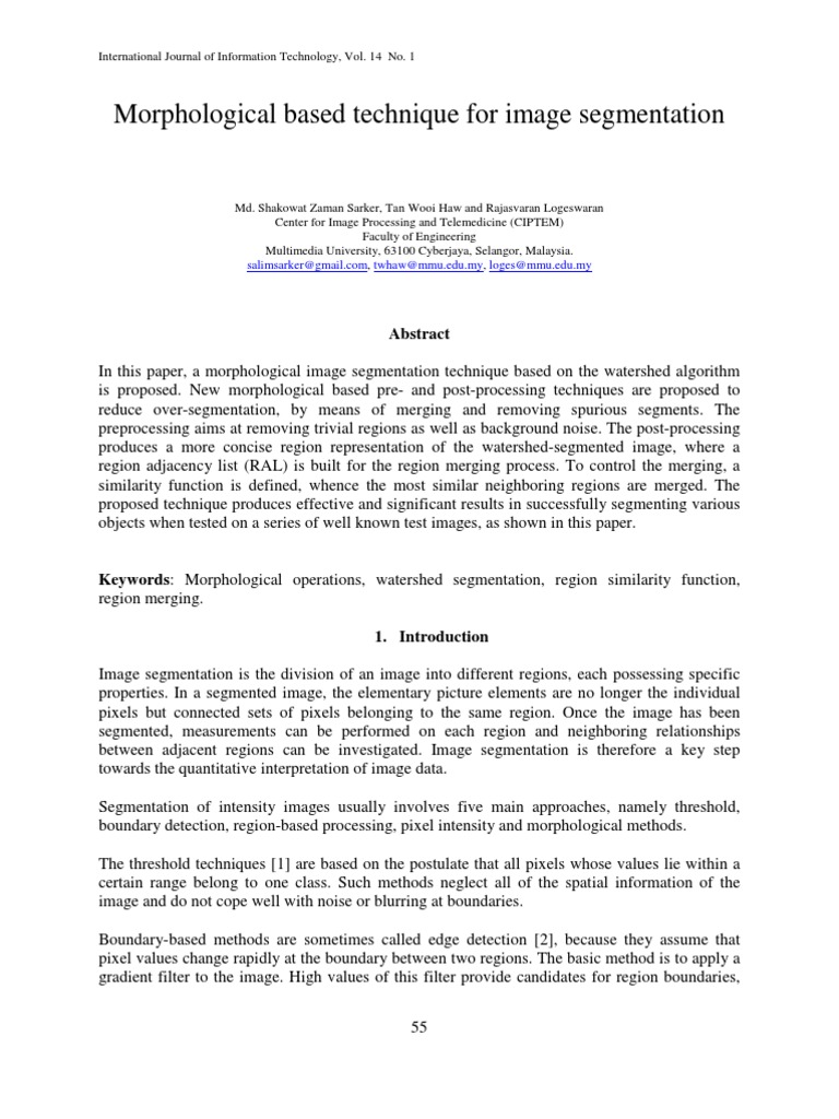 Morphological Based Technique For Image Segmentation: Twhaw@mmu - Edu ...