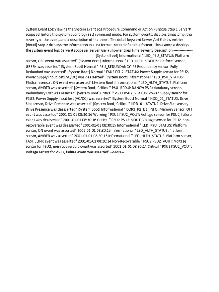 System Event Log Viewing the System Event Server | PDF