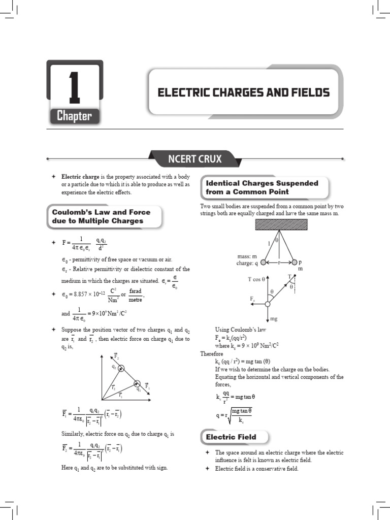 01 - Electric Charges and Fields - (Theory) | PDF | Electric Field ...