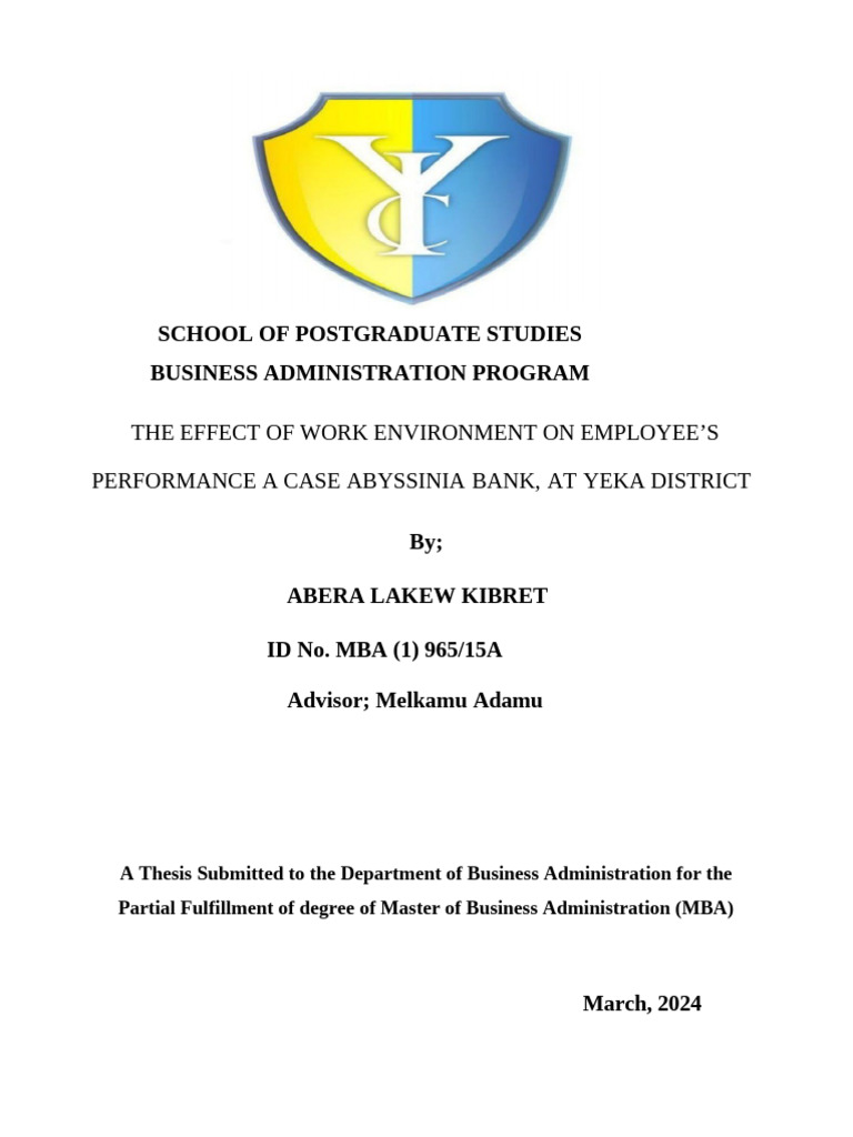 Abera Lakew Thesis Proposal Updated | PDF | Employment | Job Satisfaction