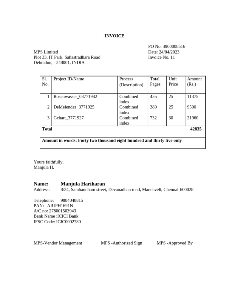 Invoice 11 - MPS | PDF