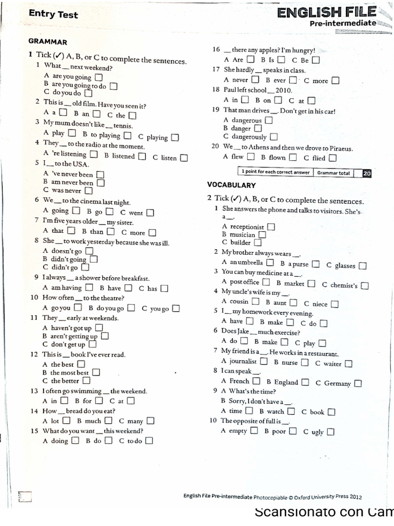 Test Iniziale | PDF
