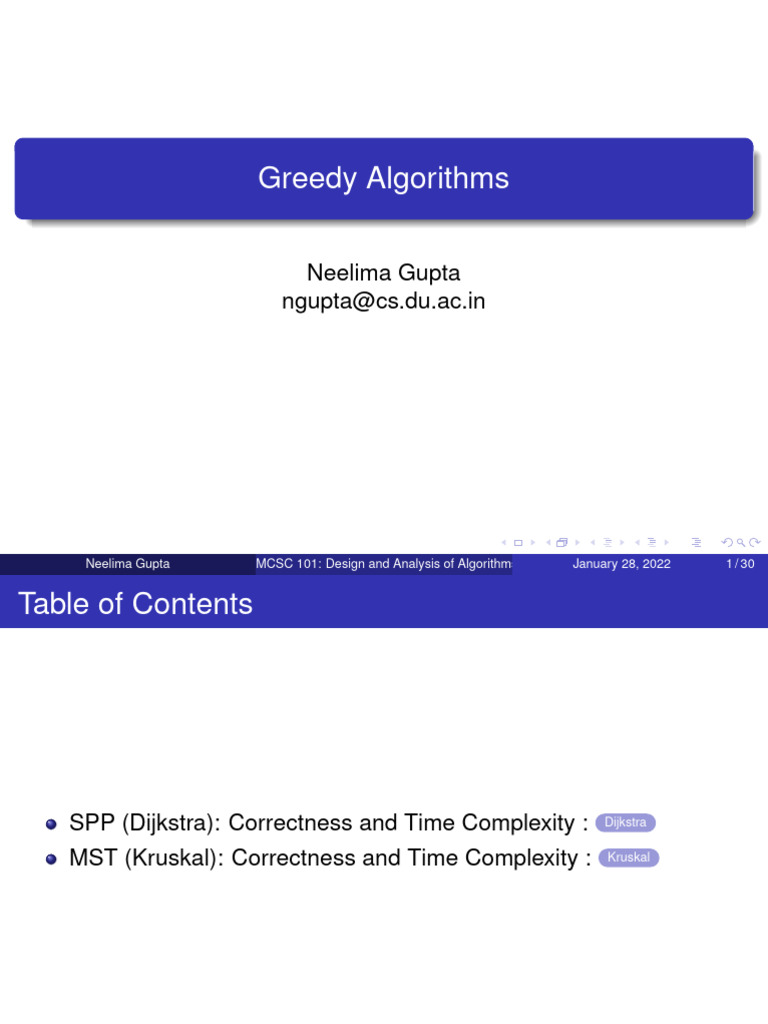 Greedy Algorithms: Dijkstra & Kruskal | PDF | Theoretical Computer Science | Graph Theory