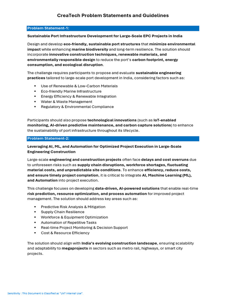 Problem Statements and guidelines-CreaTech 2025 | PDF | Sustainability | Infrastructure