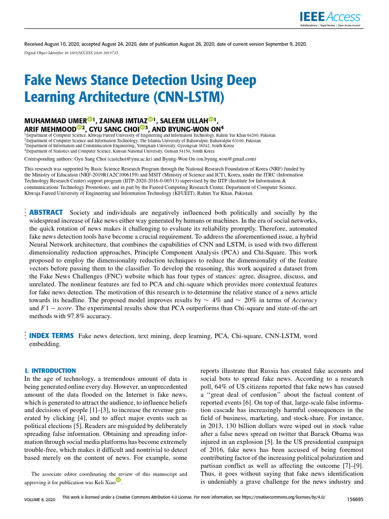 Fake News Stance Detection Using Deep Learning Architecture CNN-LSTM ...