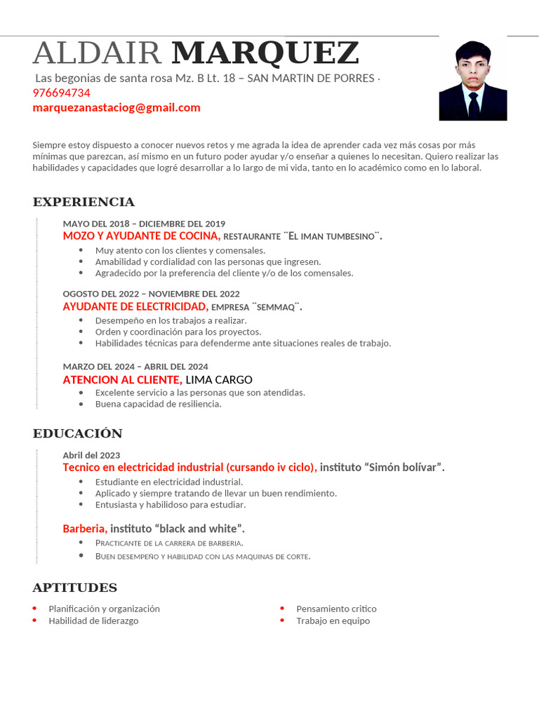 CV Gustavo Márquez | PDF