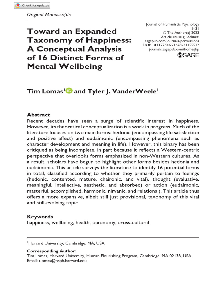 Expanded Taxonomy of Happiness Forms | PDF | Happiness | Well Being