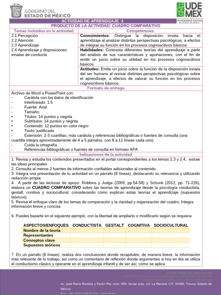 P. Cognoscitivos I - AA4 | PDF | Aprendizaje | Sicología