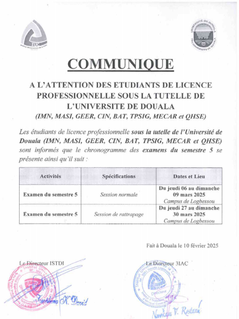 CHRONOGRAMME SEM5 LIPRO UDo 2024-2025 | PDF