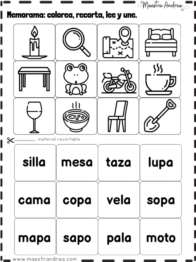 Memorama Recortable Para Colorear Y Jugar Pdf