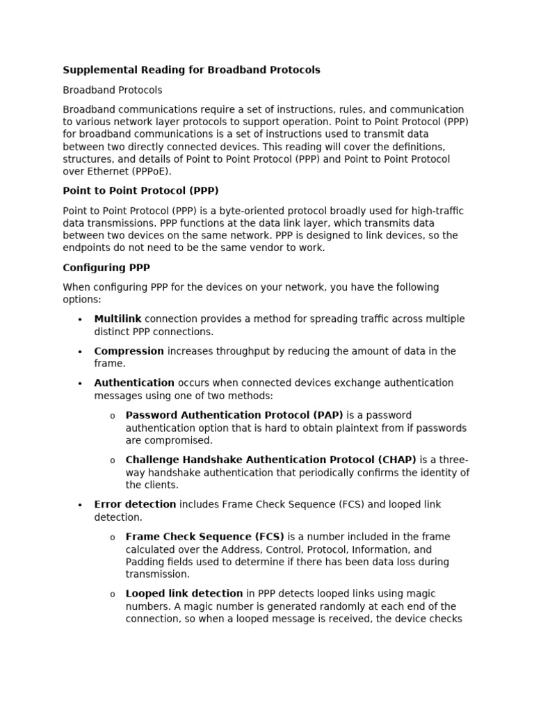 Supplemental Reading For Broadband Protocols | PDF | Internet Protocols ...