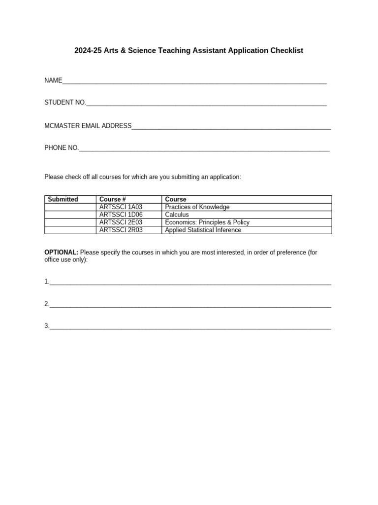 2024-25-TA-Checklist | PDF