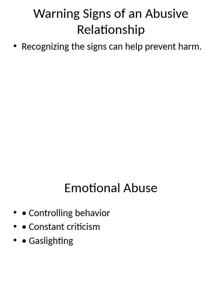 Warning Signs of Abusive Relationship | PDF