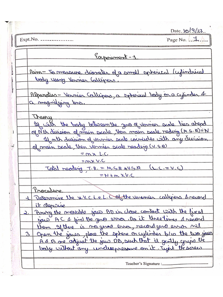 physics practical 11th section A (1) | PDF