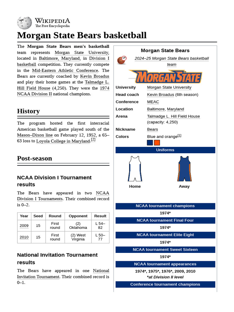 2024-25 Morgan State Basketball Overview | PDF | Sports | College ...