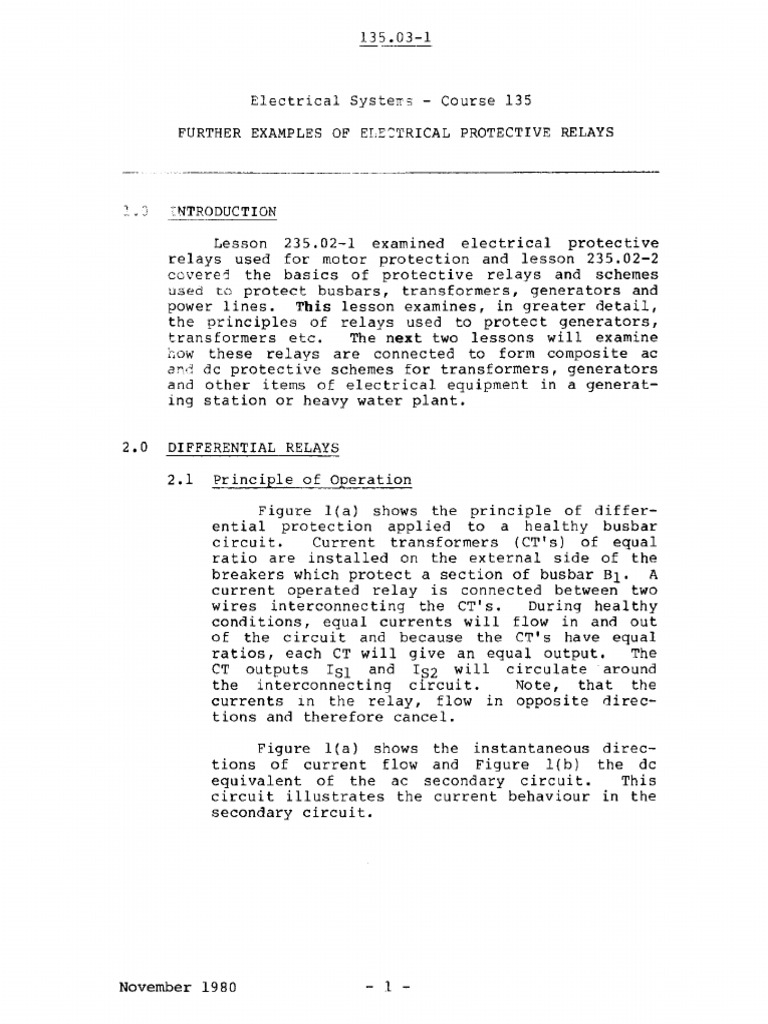 135.03-01 Further Examples of Electrical Protective Relays | PDF ...