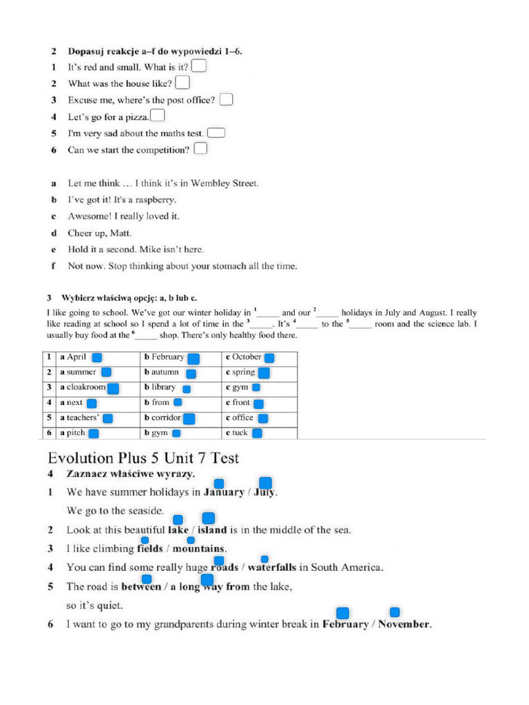 Evolution Plus, Klasa V, Unit 7 | PDF