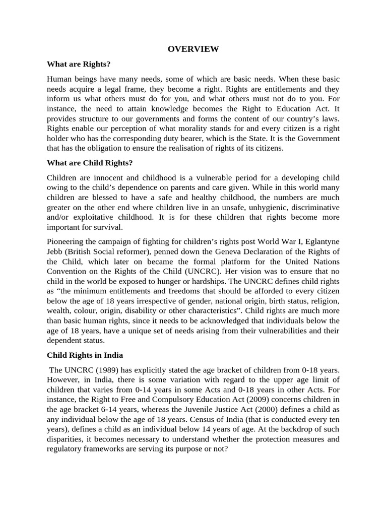 Understanding Child Rights in India | PDF | International Labour ...