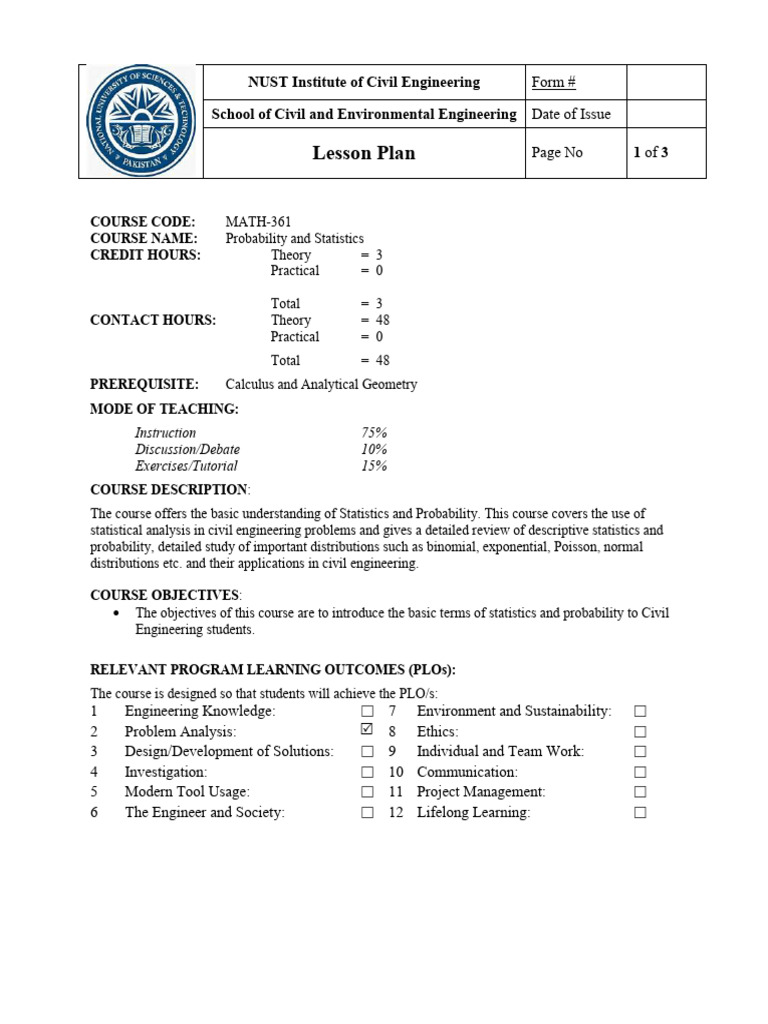 MATH-361, Probability and Statistics | PDF | Mean | Probability ...