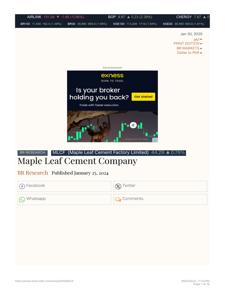 Maple Leaf Cement Company Article | PDF | Expense | Taxes