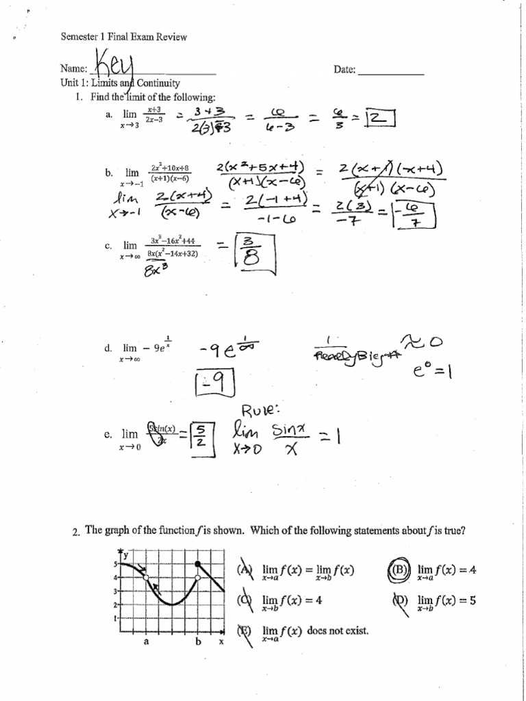 Units 1-3 Calculus Final Review | PDF