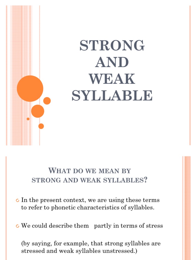 Strong and Weak Syllables | PDF