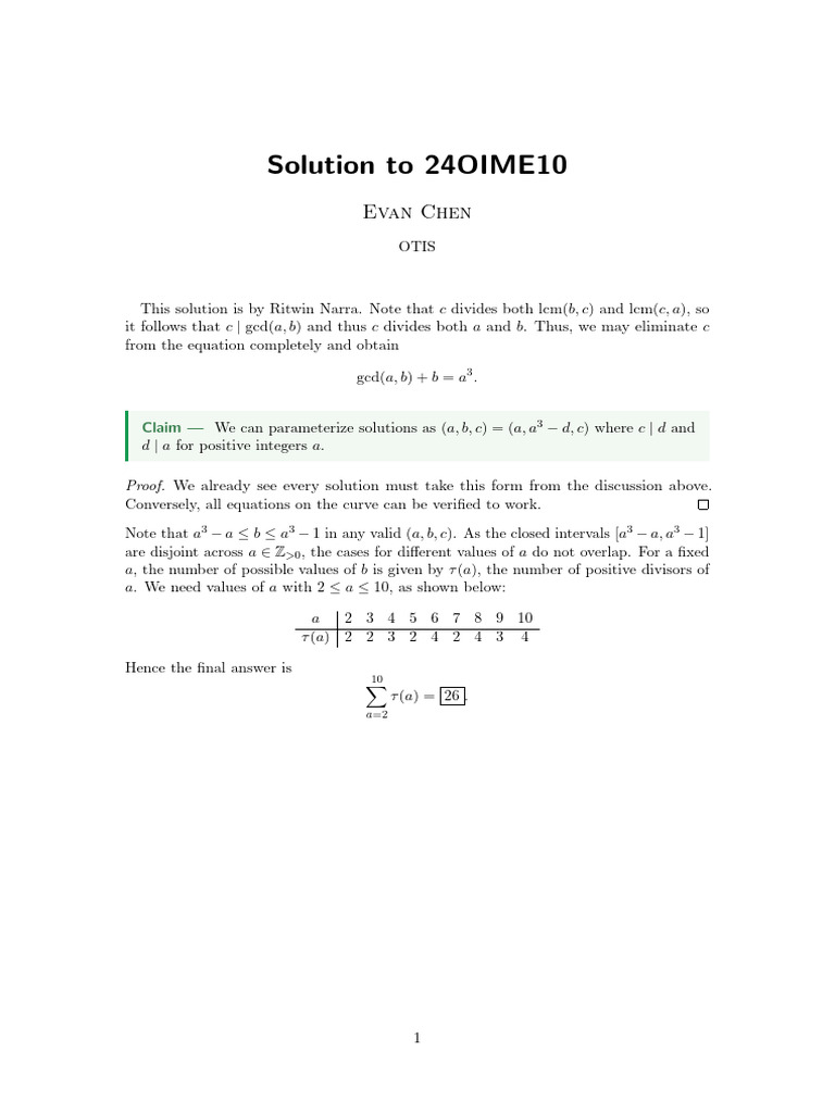 Solution to 24OIME10 by Ritwin Narra | PDF