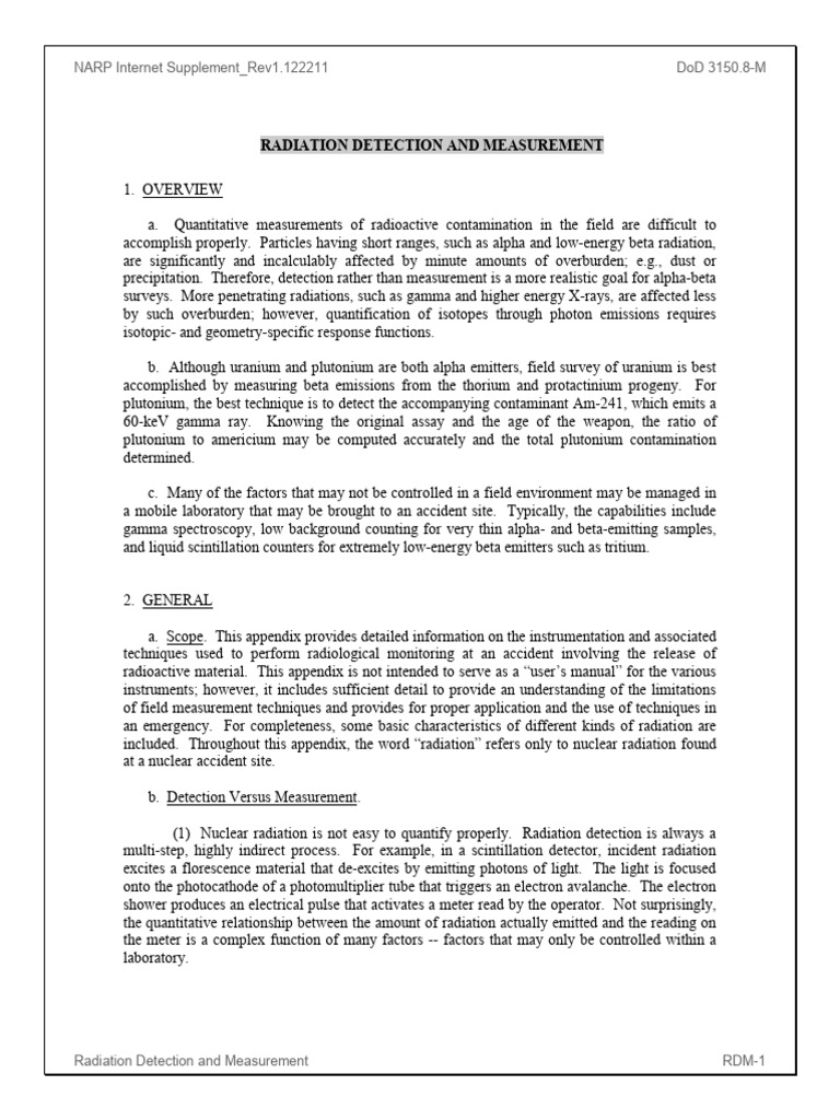 Radiation Detection and Measurement - Rev1 - bm122211 | PDF | Gamma Ray ...