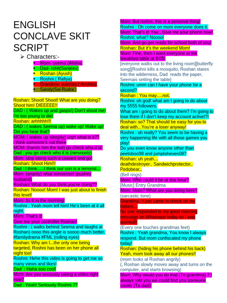 English Conclave Skit Script | PDF
