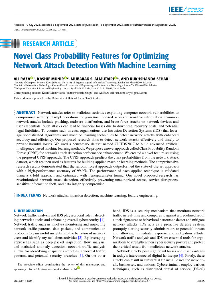 Novel Class Probability Features for Optimizing Network Attack Detection With Machine Learning ...