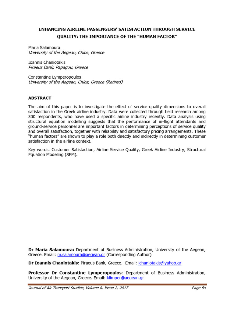 Enhancing Airline Passengers Satisfaction Through | PDF | Business ...