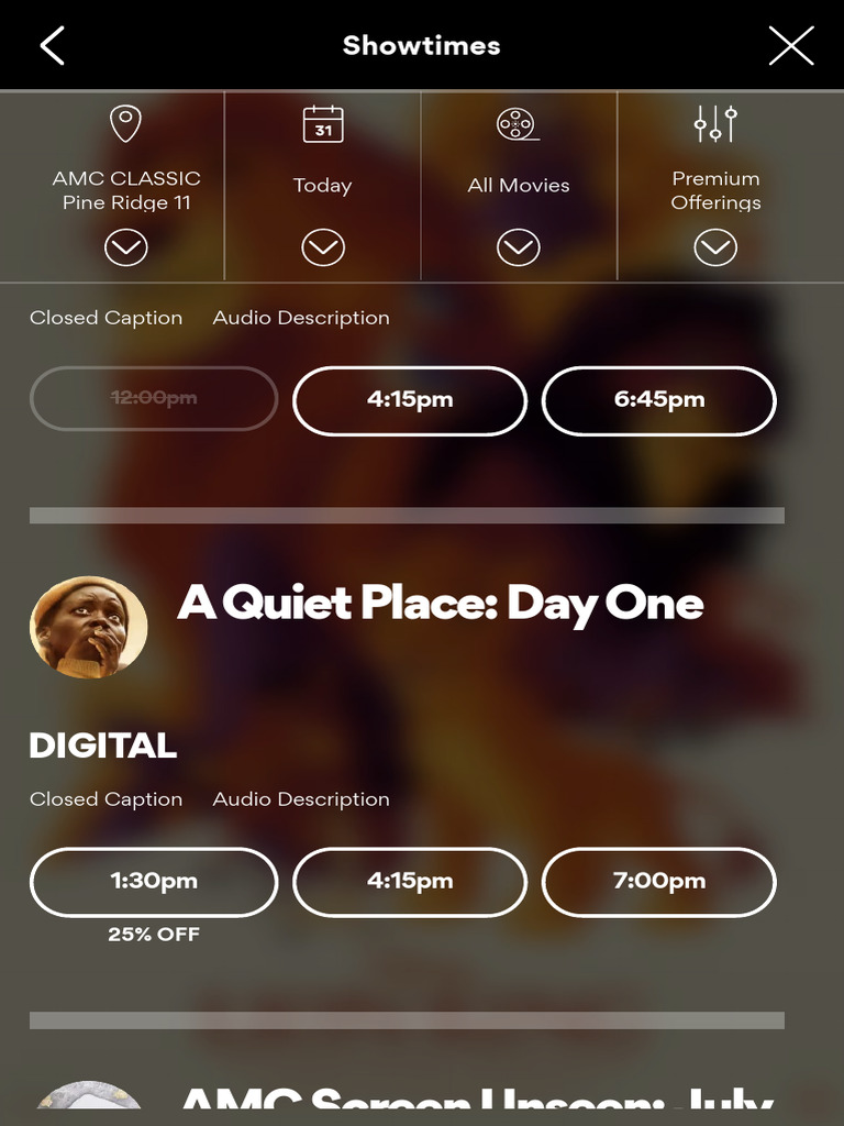 AMC Showtimes for A Quiet Place | PDF