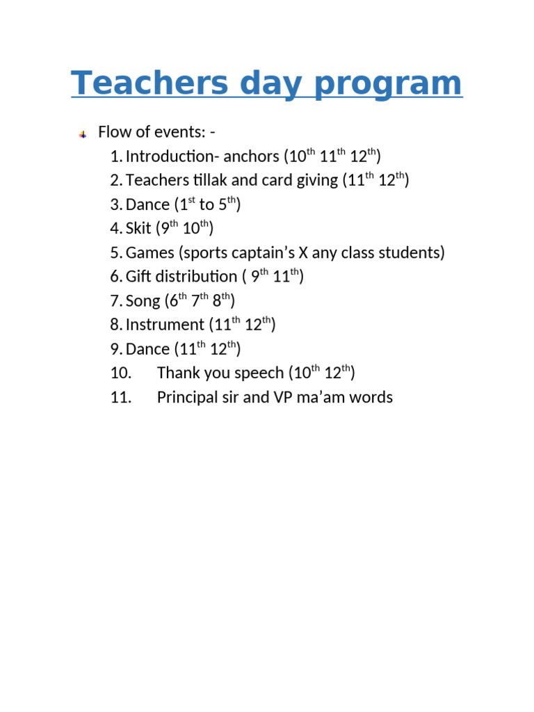 Teachers Day Program | PDF
