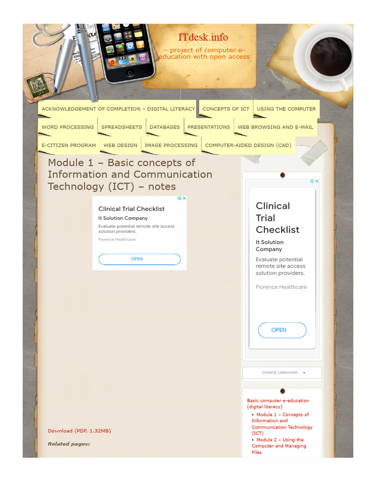 Module 1 - Basic Concepts of ICT - ITdesk - Info | PDF | Information And Communications ...