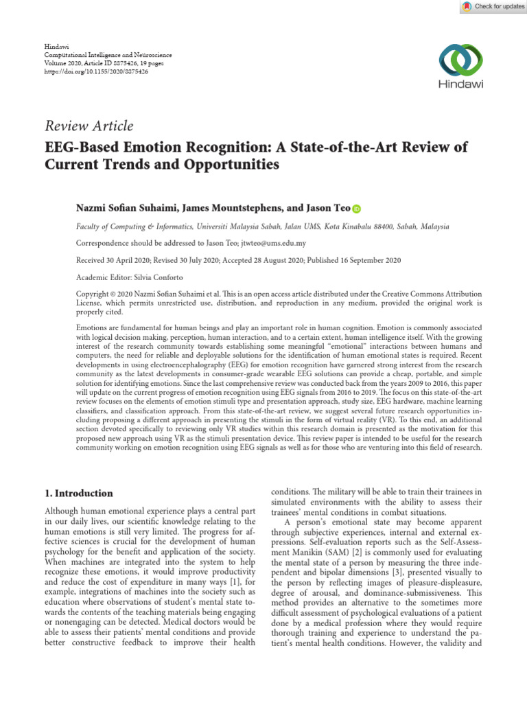 Computational Intelligence and Neuroscience - 2020 - Suhaimi - EEG Based Emotion Recognition A ...