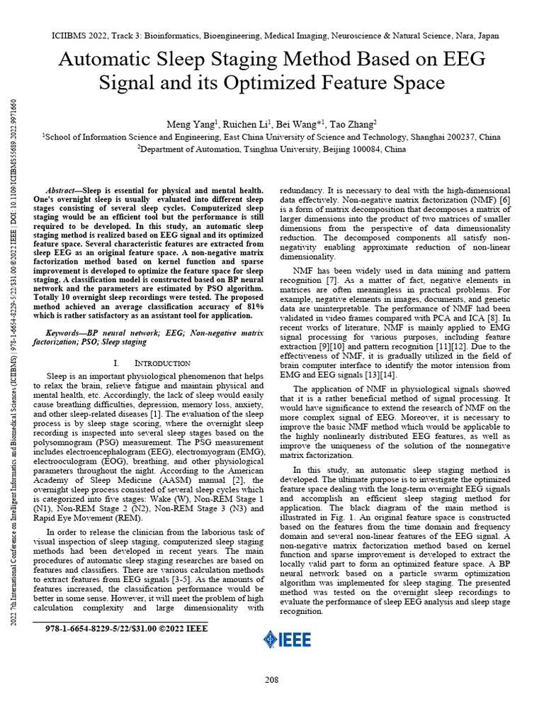 Automatic Sleep Staging Method Based On EEG Signal and Its Optimized Feature Space | PDF ...