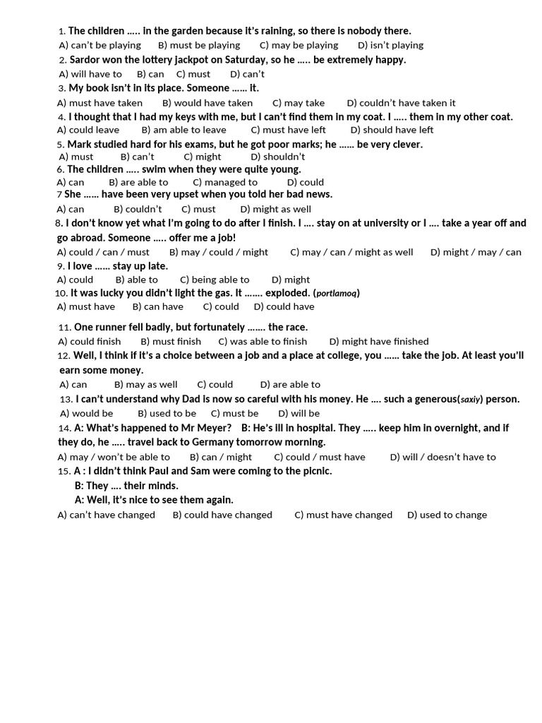 Tenses and Modal Verbs 1 | PDF
