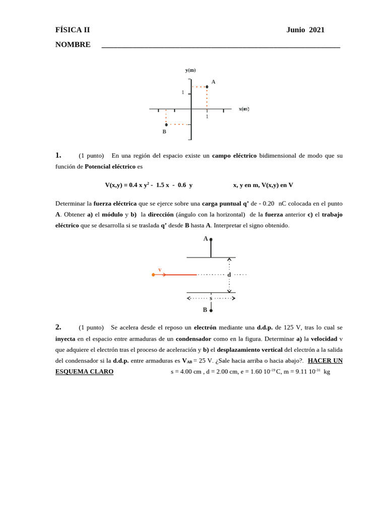 F+¡sica II 2021 | PDF | Corriente eléctrica | Campo magnético