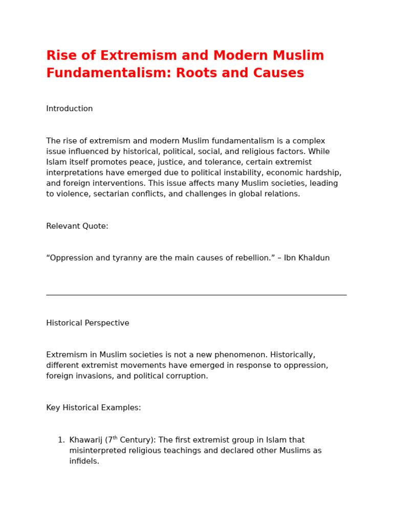 Rise of Extremism and Modern Muslim | PDF | Islamic Fundamentalism ...