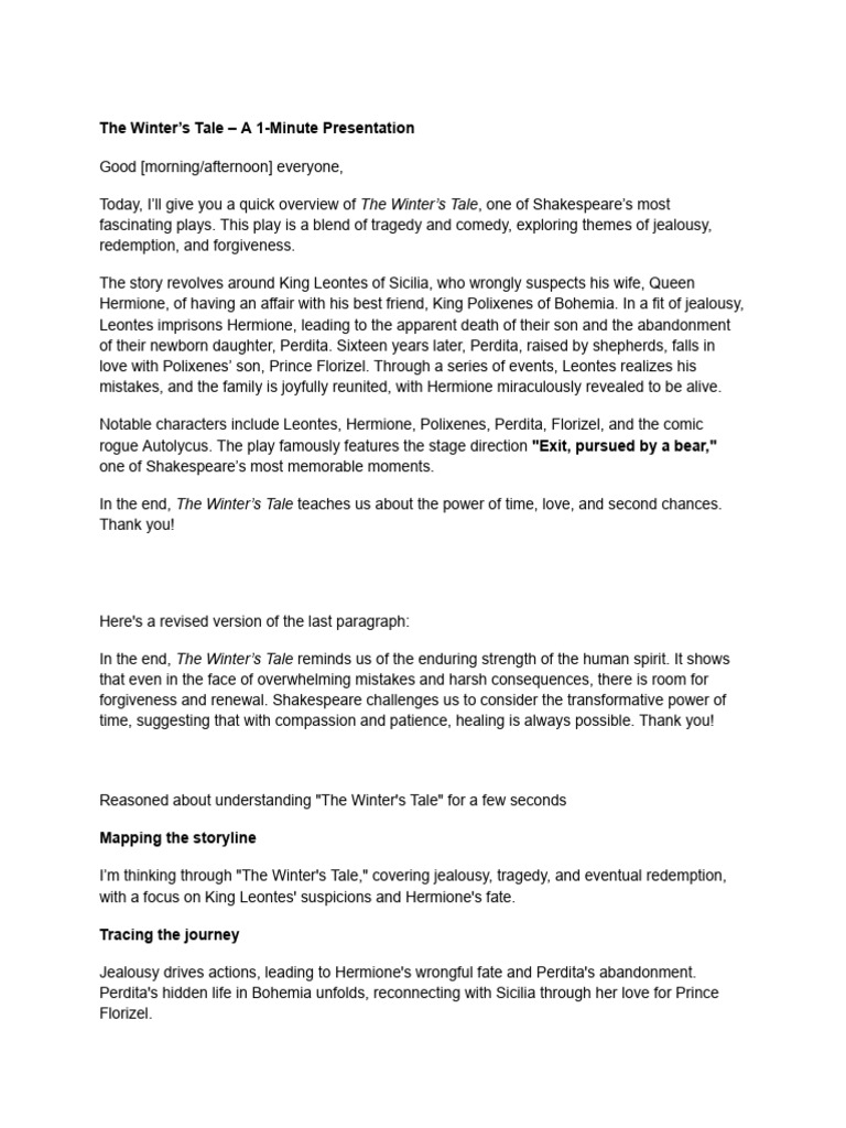 Overview of The Winter's Tale | PDF