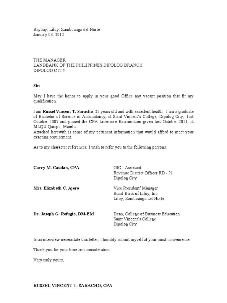 Application Letter - Cebu | PDF | Certified Public Accountant | Titles