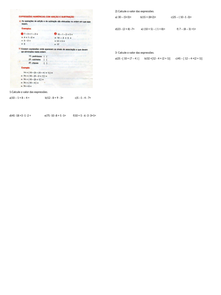 expressoes numericas 6 ano | PDF