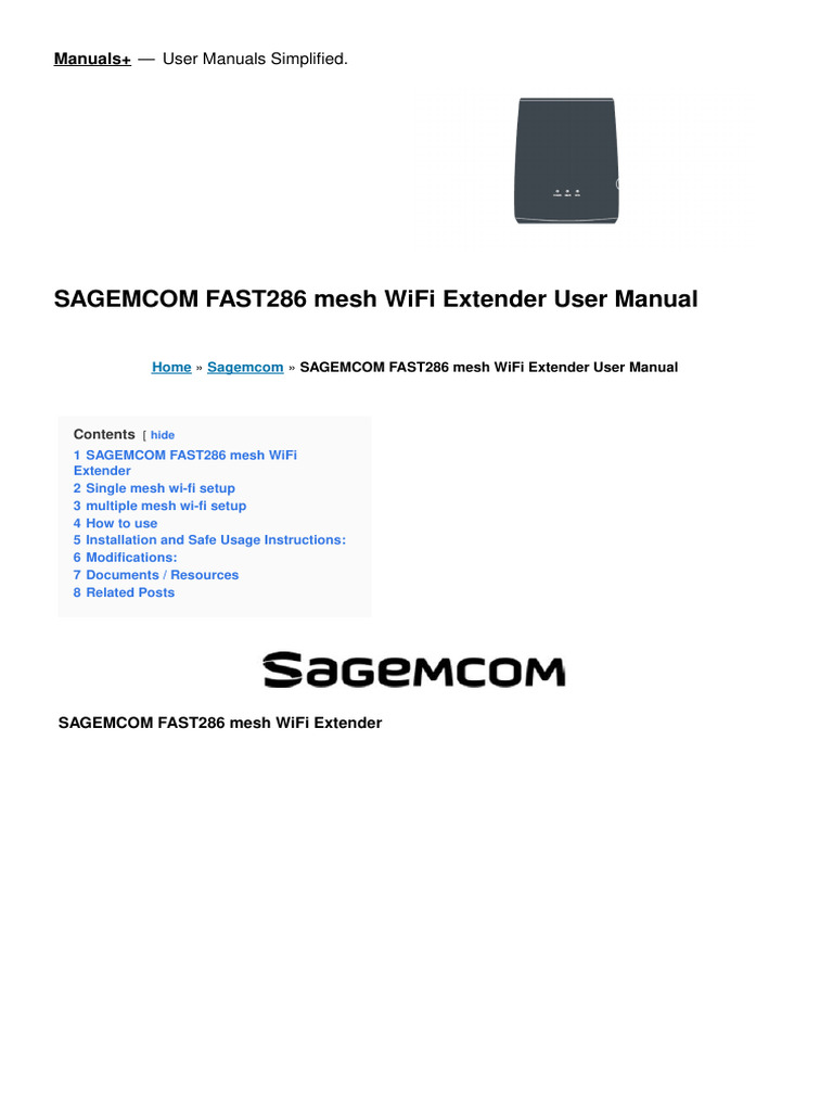 Fast286 Mesh Wifi Extender Manual | PDF | Wi Fi | Electromagnetic ...